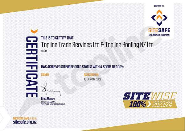 SiteWise Gold 100% for the 7th Year Running | Topline Trade Services